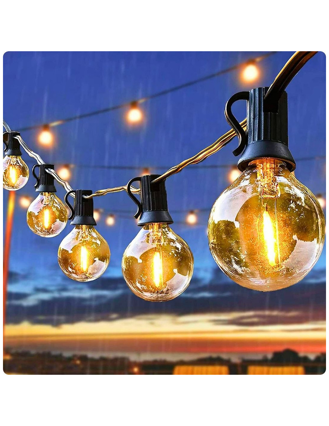 Solar String Lights 7.62m, 25 G40 Bulbs